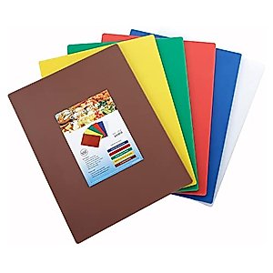 Winco Heavy-Duty Plastic Cutting Board, 15" x 20" x 1/2", Assorted