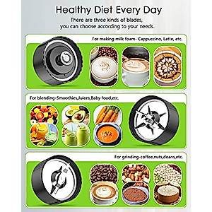 Blender for Shakes and Smoothies, 850 Watt 12 PCS Airpher Bullet Smoothie Blender for Personal with Milk Frother, 6-Edge Blade, Blade Grinder, 2 * 17 Oz & 10 Oz To-Go Cup, BPA Free