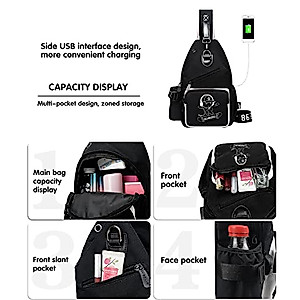 MCWTH Sling Bag for Teen Boys, Luminous Chest Pack Waterproof Travel Shoulder Backpack (Skateboard Boy)