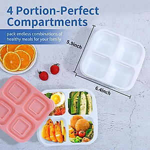 AQSXO Bento Snack Food Containers, Divided Food Storage with Lids for Travel, Reusable Meal Prep Lunch Containers 5 Pcs.