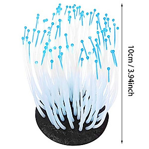 Artificial Sea Anemone Coral Vivid Plant for Aquarium Underwater Ornament Decor Fish Tank Garden Night Light(Blue)