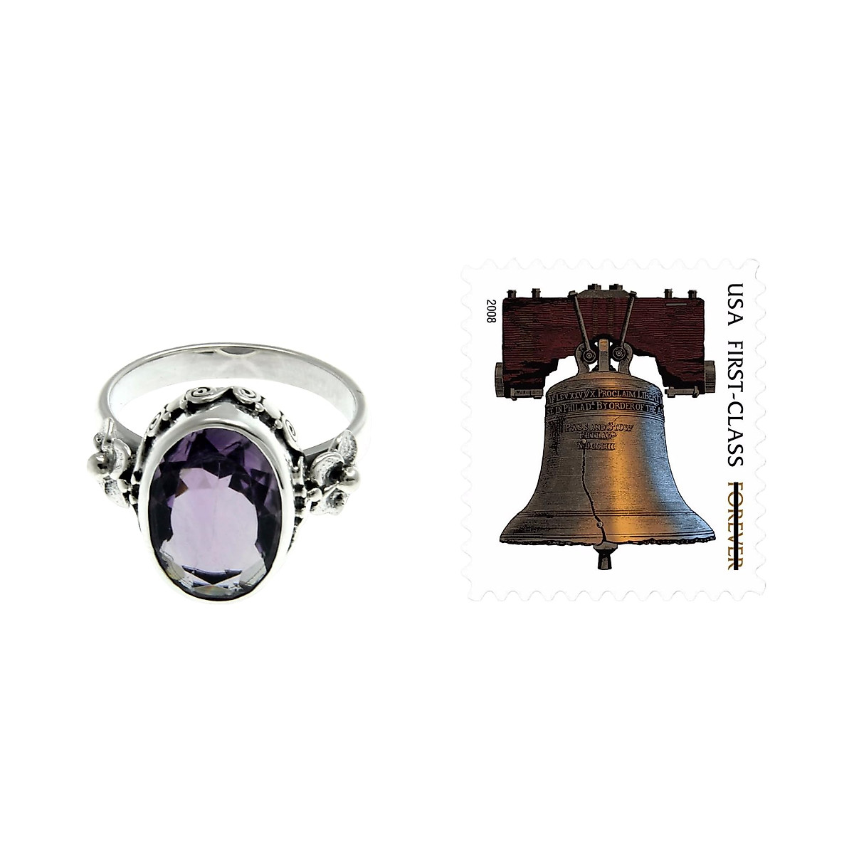 NOVICA Artisan Handcrafted Amethyst Solitaire Ring Floral Sterling Silver Purple Single Stone Indonesia Mauve Mist Birthstone [crownbezel 0.6 in L x 0.4 in W x 0.2 in H Band Width 3 mm W] '