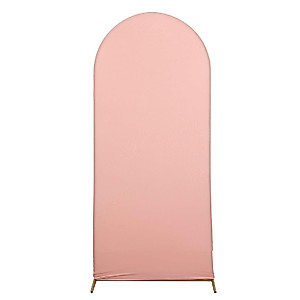 Efavormart 5ft Dusty Rose Spandex Fit Round Top Backdrop Frame Stand Cover, 2-Sided Wedding Arch Cover