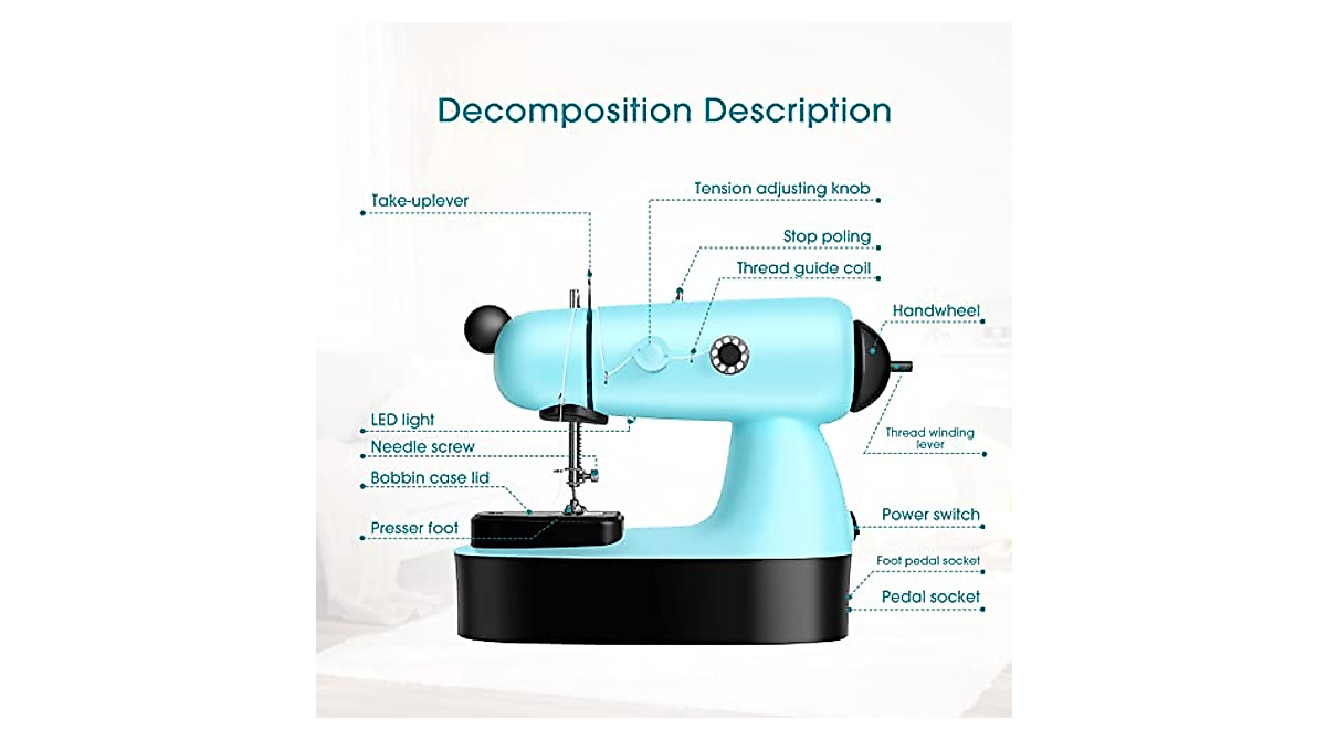 Upgraded Mini Sewing Machine with LED Light & Accessories
