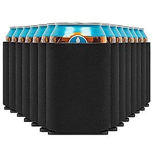 Blank Beer Can Coolers Sleeves (30-Pack) Soft Insulated Beer Can Cooler Sleeves - HTV Friendly Plain Black Can Sleeves for Soda, Beer & Water Bottles - Blanks for Vinyl Projects Wedding Favors & Gifts