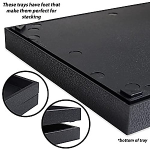 CuteBox Company Black Plastic Tray (14.75” x 8.25” x 1”) with 24 Compartments White Wooden Tray Insert for Jewelry Storage, Organization, Merchandise, Display