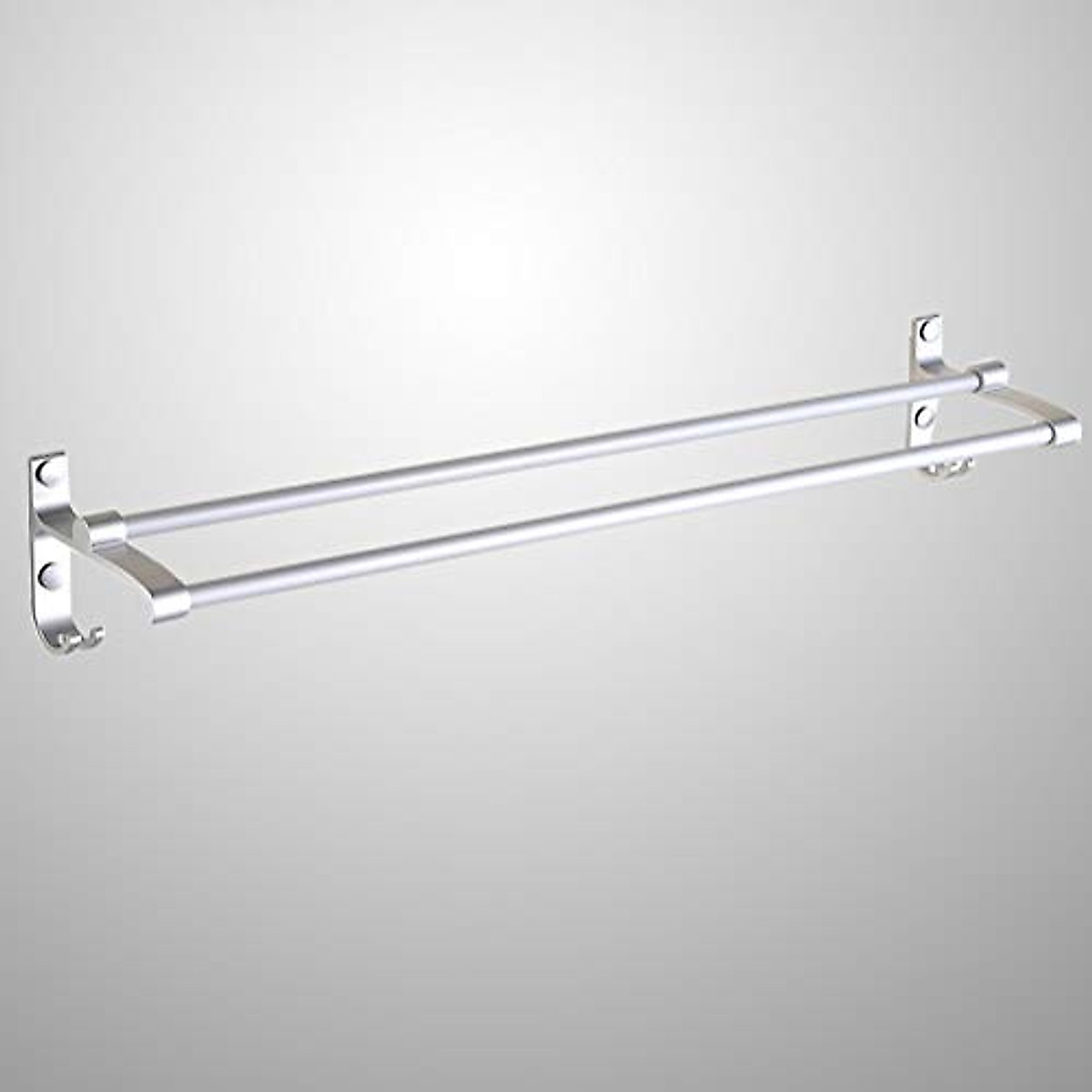 Yardwe Towel Bar Double Towel Hanger Holder Wall Mounted Metal Bath Towel Rack Organization for Bathroom (Silver) 38cm