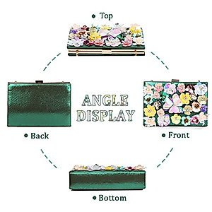 Lanpet Women Clutches Colorful Flower Evening Bag Sequins Satin Evening Clutch Bride Wedding Handbag
