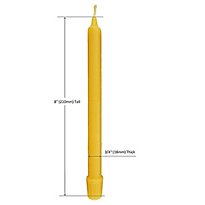 BCandle 100% Pure Beeswax Candles (Set of 6) 8-Hour Organic Hand Made - 8 Inches Tall, 3/4 Inch Diameter; Tapers