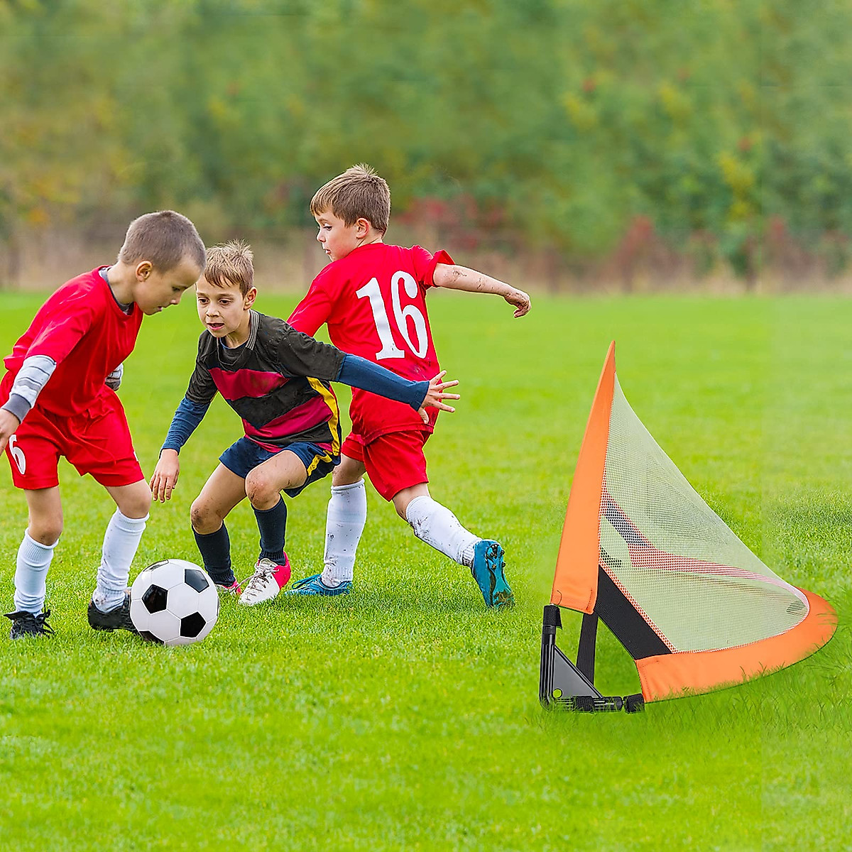 WIn SPORTS Foldable Pop Up Soccer Goal Pro 2 Portable Soccer Nets with Carrying Case and Training Cones,Practice in Backyard,School for Kids and Adults, Choose from 2.5', 4' Sizes