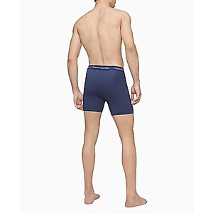 Calvin Klein Men's Cotton Stretch 3-Pack Boxer Brief, Black, Blue Shadow, Cobalt Water, M