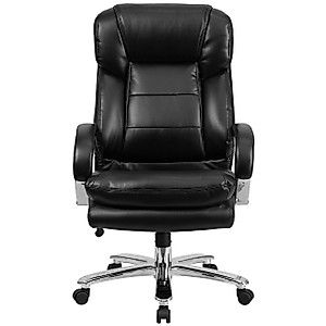 Flash Furniture Big & Tall Office Chair | Black Leather Swivel Executive Desk Chair with Wheels