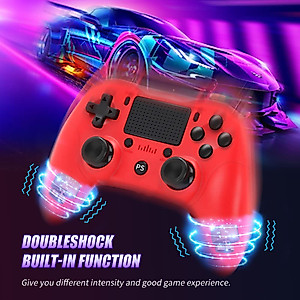 OKHAHA Controller for PS4 Wireless Controller for Playstation 4 Controller DoubleShock 4 Wireless Motion Sensor, Gifts for Kids Gifts for Girls, Magma Red
