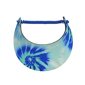 Pickleball - Fashion Fabric Foam Sun Visor for Women - The Sporty Look - Adjustable to Any Size Head - No Pressure & No Headache! | Blue Tye Dye