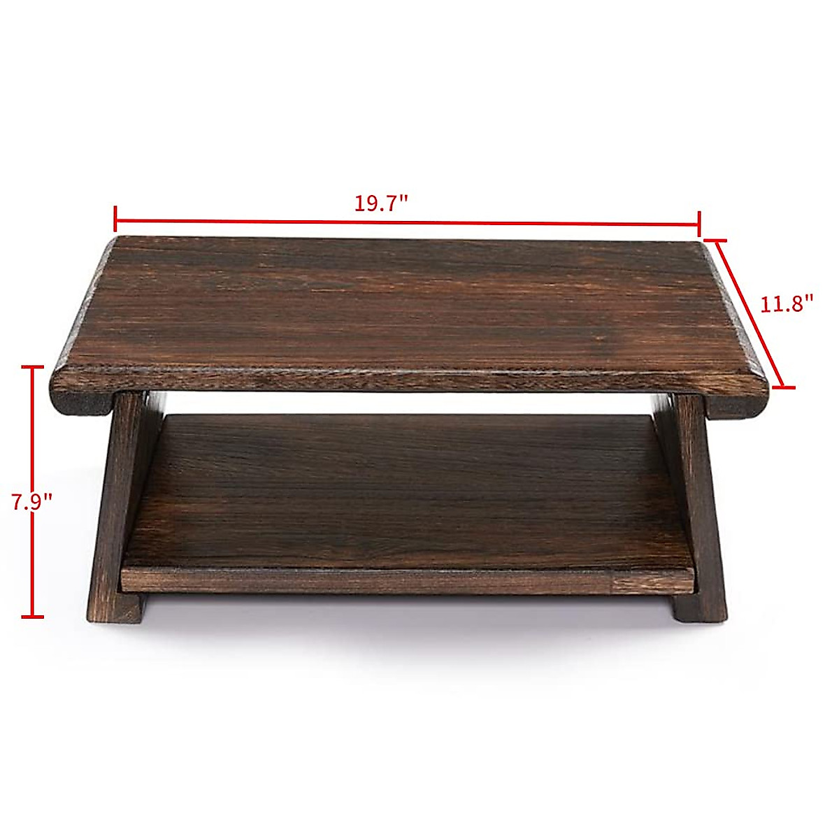 SINOBEST Antique Table with Folding Legs, Wooden Coffee Table, Japanese Floor Tea Table, Laptop Tatami Table, Multifunctional Low Table (19.7”x11.8”x7.9”)