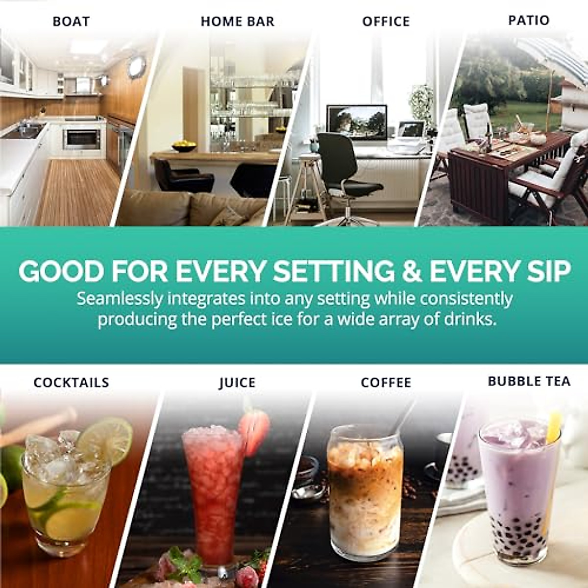 Luma Nugget Countertop Ice Maker, 44 lbs in 24 Hours, Black Stainless Steel Ice Machine, Perfect for Home Bar, Kitchen Countertop, RV, Home Office