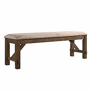 Roundhill Furniture Raven Wood Fabric Upholstered Dining Bench, Maple