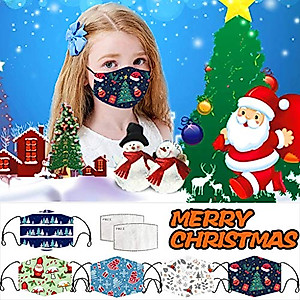 PENATE 1Pcs Kids Cool Mouth C-Over Christmas Printed Facemasks Washable and Reusable Face Bandanas +2PC Filters
