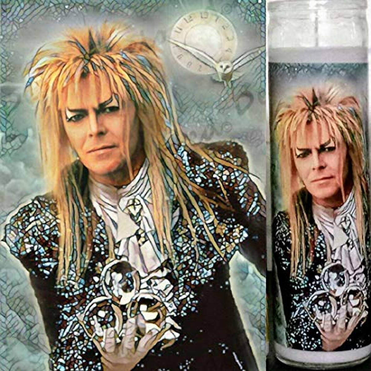 Saint Jareth the Goblin King,Prayer Candle, 8" glass jar votive