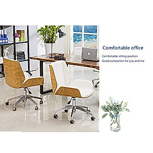 ZLBYB Adjustable Desk Executive Swivel Chair Home Office Furniutre Computer Task Chair Bendwood Leather Armchair (Color : D)