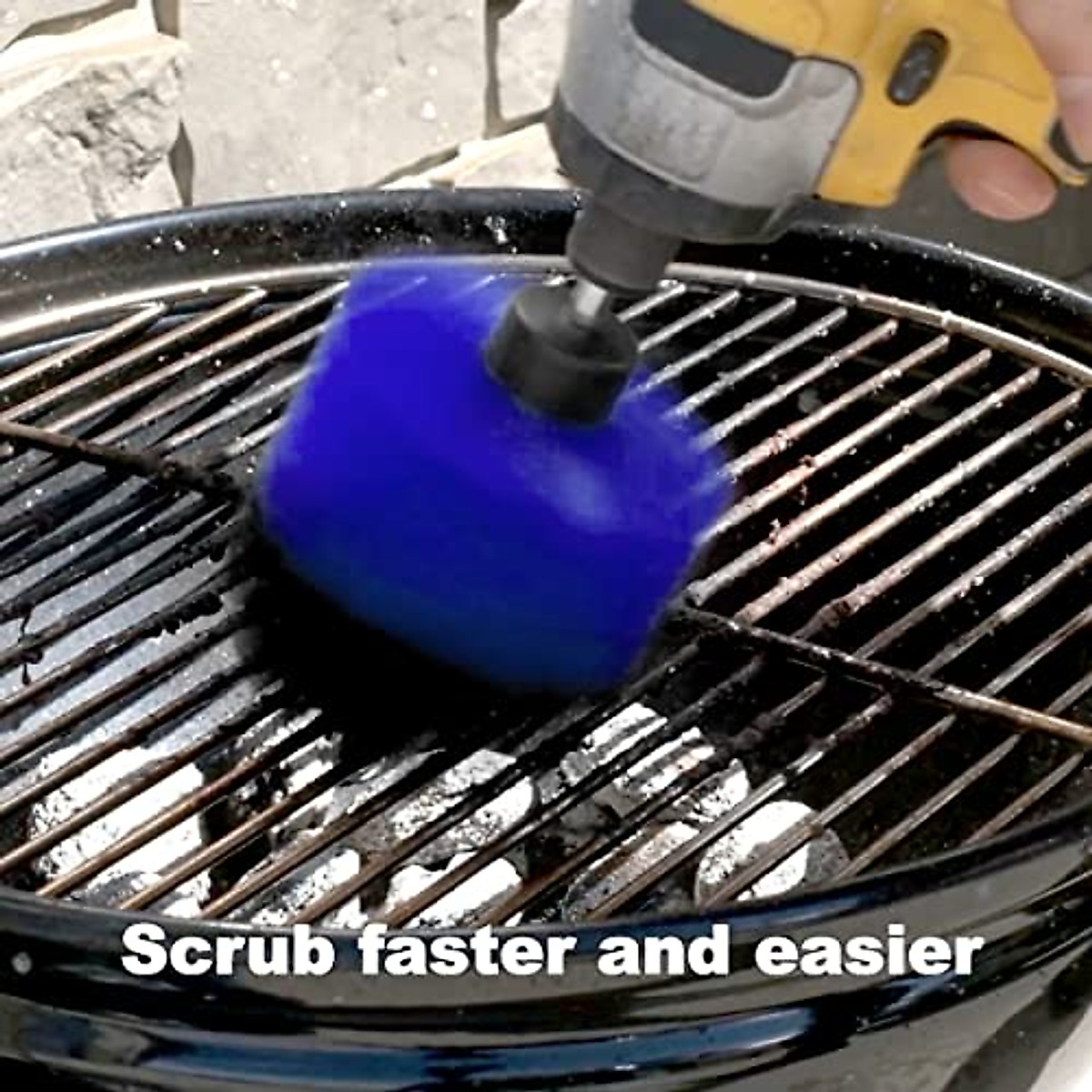 ABN 1/4in Drive Nylon Scrubber Drill Attachment Cleaning Brush 5pc Set with 1pc Extension - Blue Medium Bristle