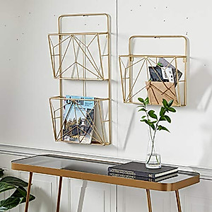 Deco 79 Rustic Metal Rectangle Wall Shelf, Set of 2 15", 30"H, Gold
