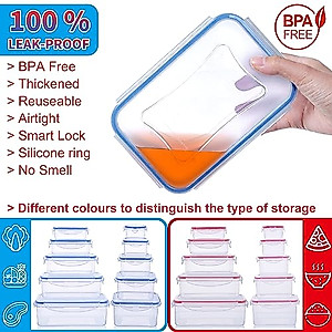 AdanZst 40-Piece Reusable Food Storage Containers with Lids Airtight, 100% Leakproof Plastic Meal Prep Storage Food Grade Kitchen Organizer, Stackable Freezer Containers, Microwave & Dishwasher Safe