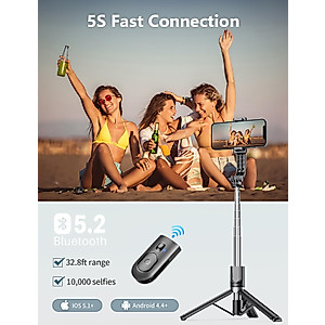 Selfie Stick Tripod with Light, 45'' Selfie Stick with Wireless Remote, Portable Phone Tripod Compatible with iPhone 16/15 Pro Max/15/14 Pro/14/13, Samsung S22/ S23 Ultra/Android Smartphone