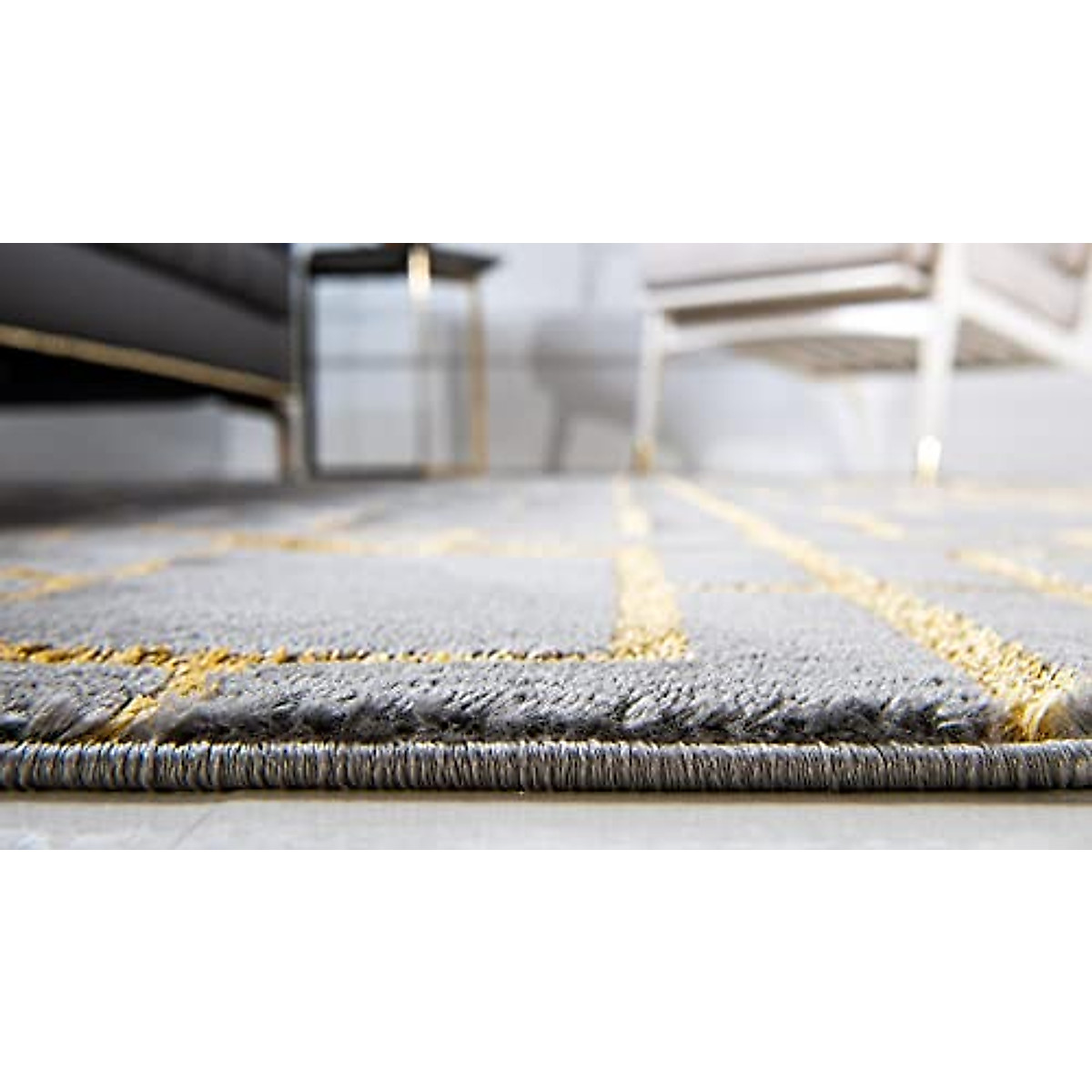 Rugs.com Marilyn Monroe™ Glam Trellis Collection Rug – 5' x 8' Gray Gold Medium Rug Perfect for Bedrooms, Dining Rooms, Living Rooms