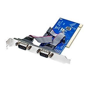 DTECH 2 Port PCI Serial Card PCI to COM Port DB9 RS232 Expansion Adapter for Desktop Computer PC Windows 10 8 7 XP Vista with 16C550 UART