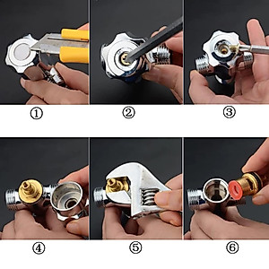 Faucet Ceramic Cartridge Valve, G1/2" Brass Tap Ceramic Disc Cartridges Replacement for Hot Cold Water (Type F1- H49mm)