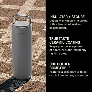 Fellow 20 oz Carter Carry Vacuum Insulated Tumbler for Water, Tea, Coffee, Smoothies, & more - Stainless Steel - Keeps Heat for 12 Hours/Stays Cold for 24 Hours-Leak-Proof Seal-Slim Width - Matte Grey