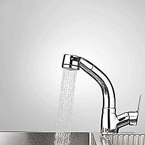 TECKI Kitchen Taps Kitchen Tap Faucet Brass Pull Out Sink Faucet Bathroom Sink Taps 2 Ways Water Outlet for Washing Cold Hot Water Bath Mixer