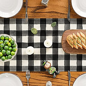 Artoid Mode Buffalo Plaid Truck Shamrock Lucky St. Patrick's Day Table Runner, Spring Holiday Kitchen Dining Table Decoration for Home Party Decor 13 x 72 Inch