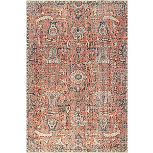 nuLOOM Sariyah Printed Floral Machine Washable Area Rug, 5x8, Rust