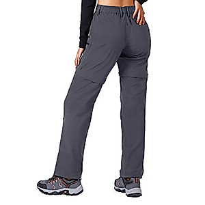 Cycorld Women's-Hiking-Pants-Convertible Quick-Dry-Stretch-Lightweight Zip-Off Outdoor Pants with 5 Deep Pocket（Grey, Large