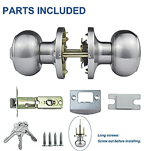 Comfhouse 5 Pack Stainless Steel Ball Entry Door Knob, Keyed-Alike Satin Nickel Entrance Door Knob,Interior/Exterior Door Knob with Lock For Bedroom Bathroom, Front Entry Door Knobs with Lock Same Key