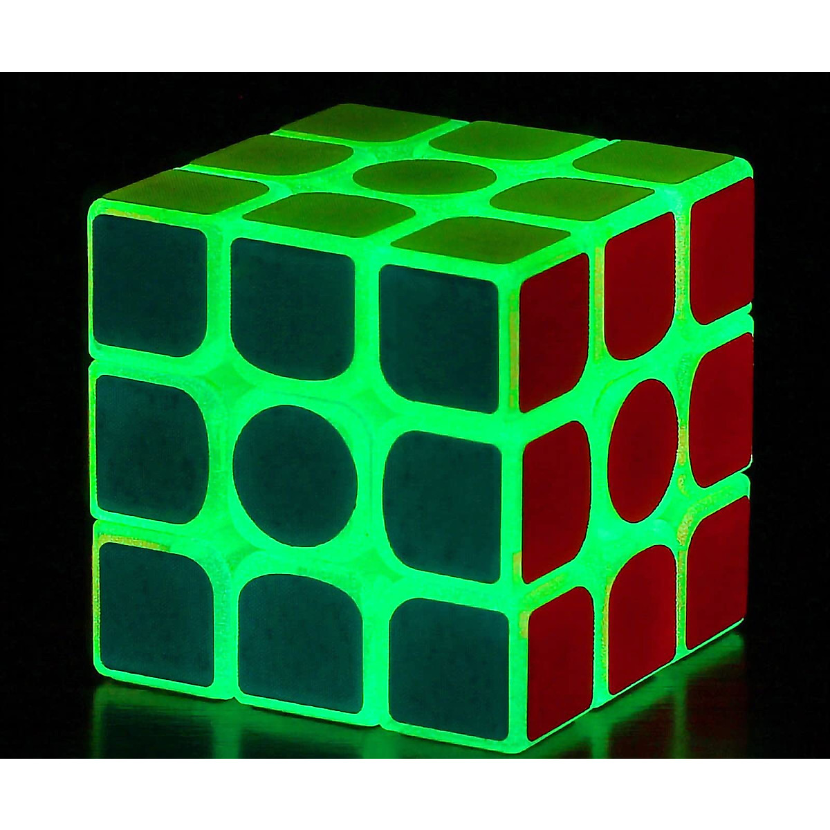 AMAZA 3x3 Fluorescent Speed Cube, Green Luminous, Plastic, Puzzle, 1 Set, 1 Piece, 1 Count, Adult