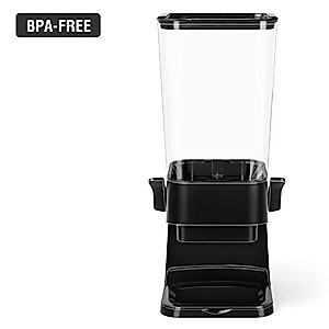 Mivvosakuki Cereal Dispenser Countertop Dual Dry Food Dispenser Large Cereal Containers Storage Organizer Dispensador De Cereales Candy Machine Rice Dispenser For Snack,Nuts, Granola(Black,1PC)