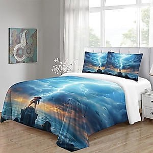 Lightning 3D Christmas Bedding Set for Kids Boys and Girls Duvet Cover Bedding Print with Pillowcase Twin（173x218cm）