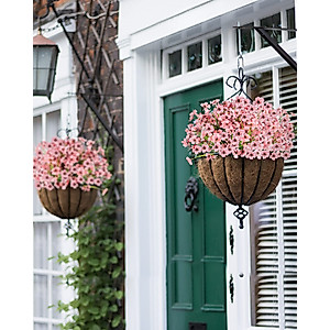 Omldggr 12 Pieces Artificial Violet Flowers Artificial Flowers Faux Violet Flowers Faux Plastic Plant Shrubs Greenery for Indoor Outside Garden Patio Porch Window Box Home Wedding Decoration(Pink)