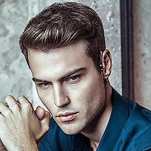 Mosonnytee Bone Conduction Headphones Bluetooth Open Ear Workout Headphones with Microphone IPX5 Waterproof Handsfree Wireless Ear Clip Bone Conduction Headphones with 6-Hours (Black)