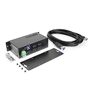USB-C 7 Port Hub 2X Type-C 5X Type-A - DIN Rail - Surge Protection