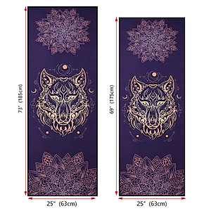 Keemi Non-Slip Yoga Towel Microfiber Yoga Mat Blanket for Hot Yoga Bikram Pilates Gym Towels for Sweat (73"x25", Wolf)