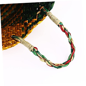 Woven Linen Basket Storage Container Multipurpose Vase Double Thicken Handle Storage Bin for Home Organization Decorative Linen Basket Planter