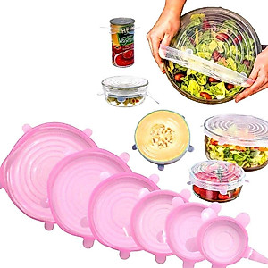 Silicone Stretch Lid 12-Pack - 6 Sizes - Eco Lifestyle Stretchable Silicone Lid Flexible Silicone Lids Food and Bowl Covers to Keep Your Food Fresh - Reusable Stretch And Seal Lids Zero Waste