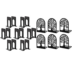 Bookends, Book Ends, Metal Bookends for Shelves, Tree Bookend Stopper for Heavy Books, Black Book Ends to Hold Books for Home Office