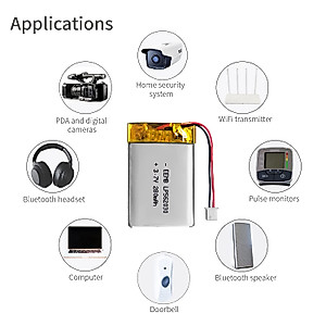EEMB Lithium Polymer Battery 3.7V 280mAh 562030 Lipo Rechargeable Battery Pack with Wire Molex Connector for Dashcam Bluetooth Speaker - Confirm Device & Connector Polarity Before Purchase