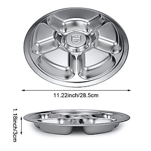 Litewoo Stainless Steel Round Divided Plate 6 Sections
