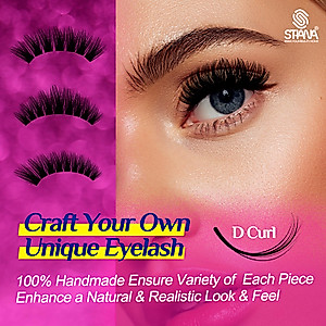 Lash Clusters 90PCS Individual Lashes, D Curl Lash Extension Clusters Lashes Wispy Natural Look, DIY Eyelash Clusters Volume Look Like Eyelash Extensions DIY at Home by STHANA- IRIS, 9-16mm Mixed